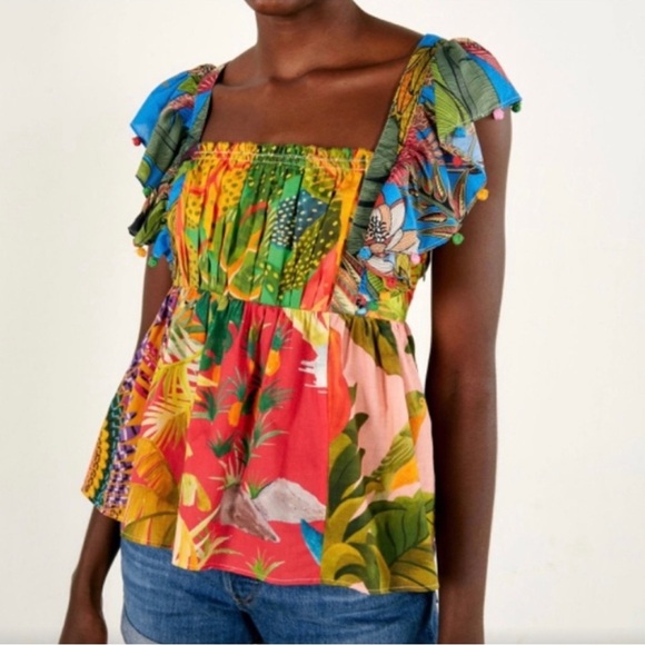 FARM Rio | Tops | Farm Rio Mixed Prints Blouse | Poshmark